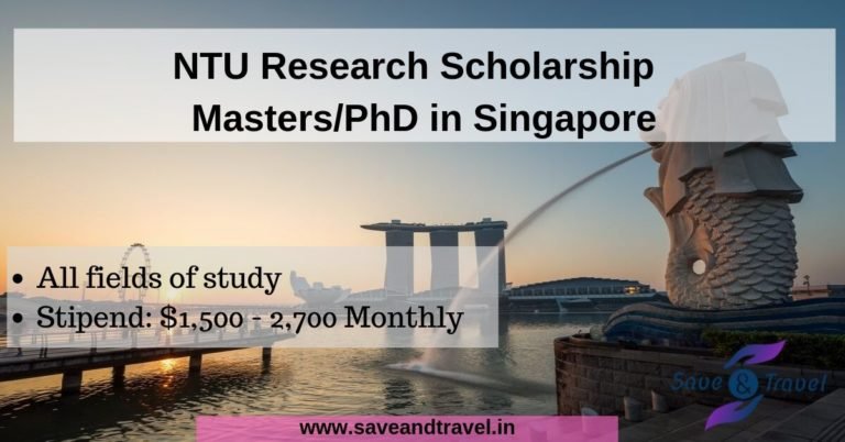 NTU Research Scholarship - Master's/PhD in Singapore